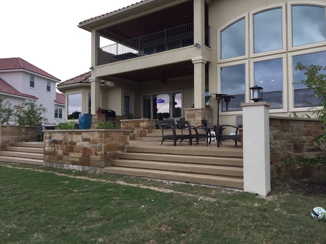 Contemporary Austin Patio with Custom Fire Pit & Kitchen in Steiner ...