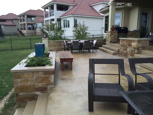 Contemporary Austin Patio with Custom Fire Pit & Kitchen in Steiner ...