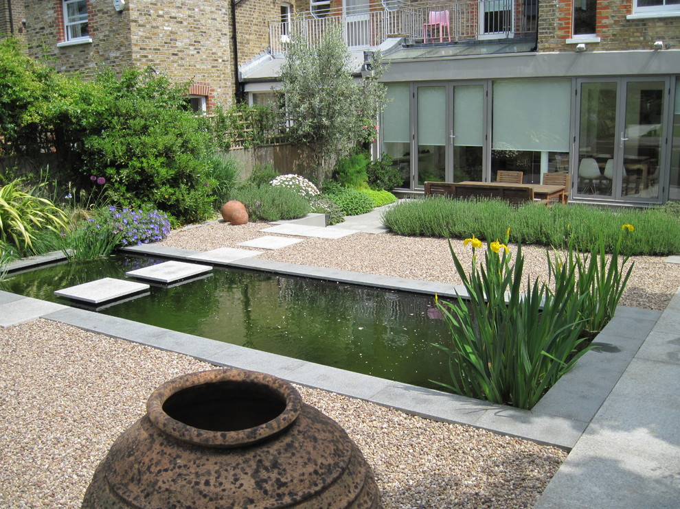Contemporary Terraced Garden with Formal Pool - Contemporary - Patio ...