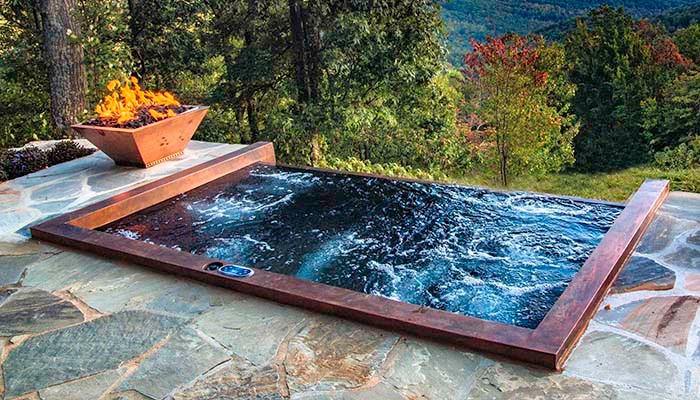 Copper Infinity Edge/ Waterfall Spa - Rustic - Pool - Denver - by ...