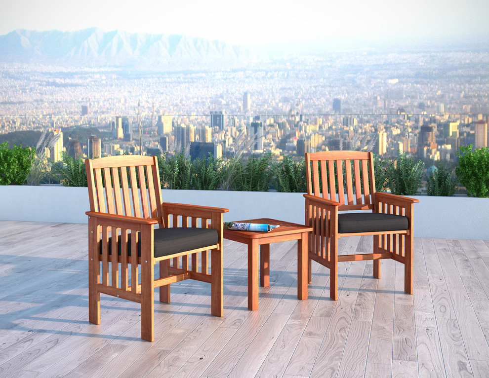 CorLiving Miramar 3-Piece Cinnamon Brown Hardwood Chair and Side Table ...