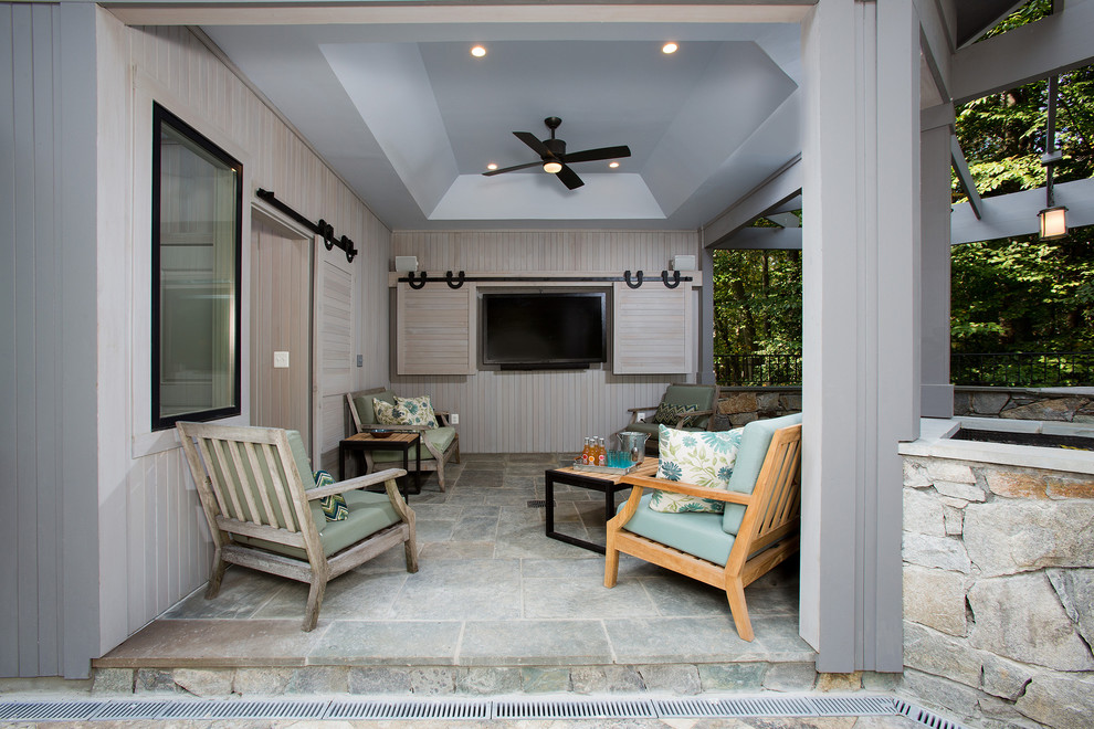 Covered Poolside Seating with Flat-Screen TV - Traditional - Patio - DC ...
