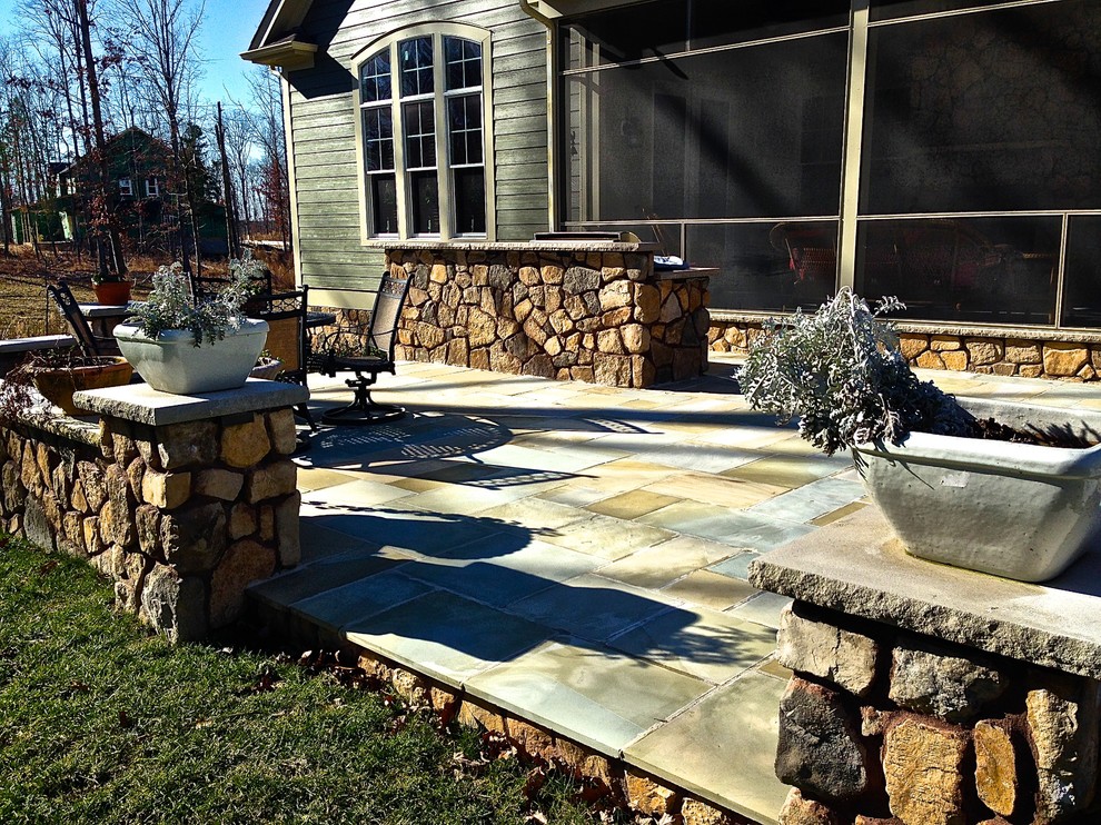 Cultured Stone Wall and Patio/Outdoor Kitchen - Rustic - Patio ...