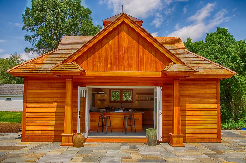 Custom Cedar Pool House - Craftsman - Patio - Boston - by BLB Custom ...