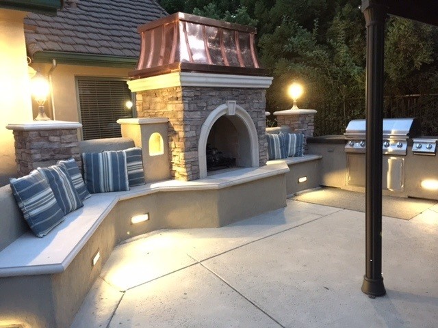 Custom Copper Temptress Atop An Outdoor Fireplace - Patio - Sacramento ...