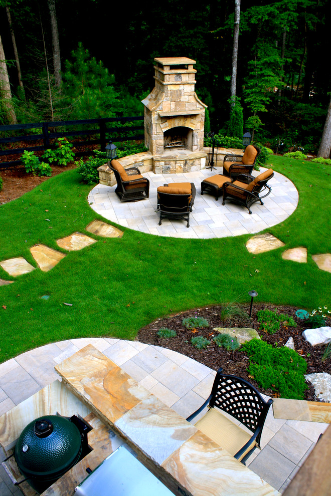 Custom Outdoor Fireplace and Seating Area - Traditional - Patio ...