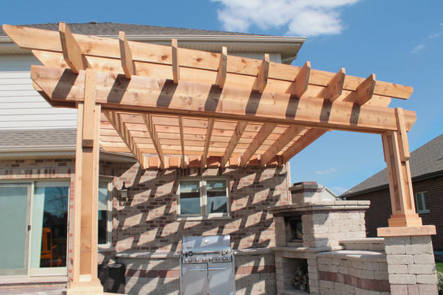 Custom Pergola w/ Cast Concrete Caps added to Existing Patio ...