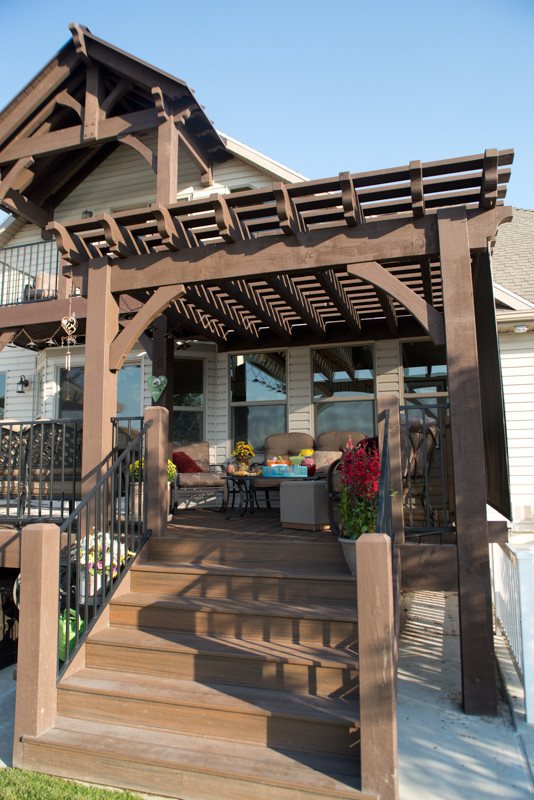 Deck Living With Attached Pergola and Pavilion - Craftsman - Patio ...