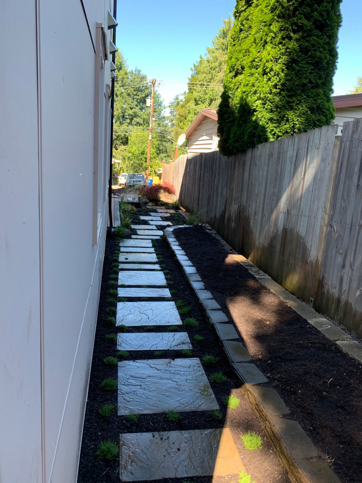 Deck platform, fence, hardscape, garden and planters. - Rustic - Patio ...