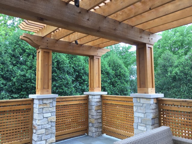 Downers Grove Pergola & Bluestone Patio With Natural Stone Walls ...