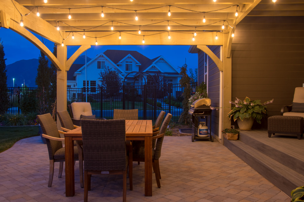 Entertainment Size | Timber Step Pergola w/Slight Curve to Mirror Paver ...