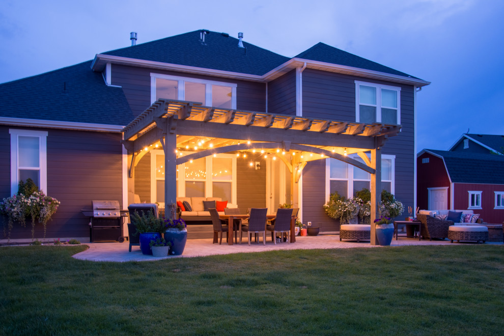 Entertainment Size | Timber Step Pergola w/Slight Curve to Mirror Paver ...