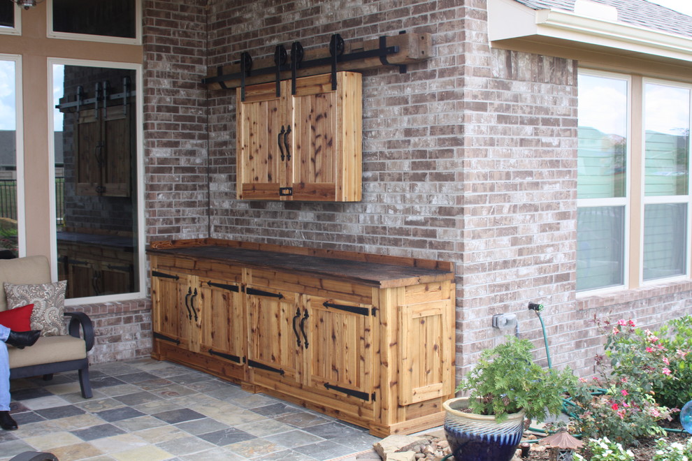 Exterior Cedar Entertainment Center - Rustic - Patio - Houston - by ...