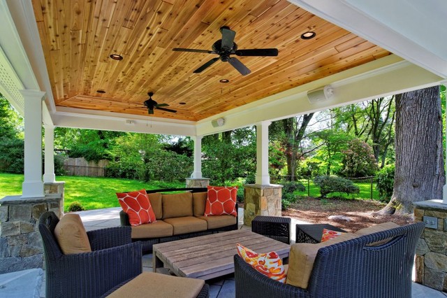 Falls Church Pavilion with Stone Column Bases - Traditional - Patio ...