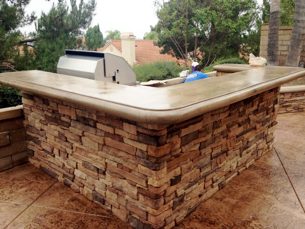 Finished Stacked Stone Barbecue Island - Traditional - Patio - Orange ...