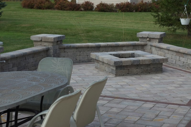 Fire Pit with Seat Walls - Contemporary - Patio - Milwaukee - by ...