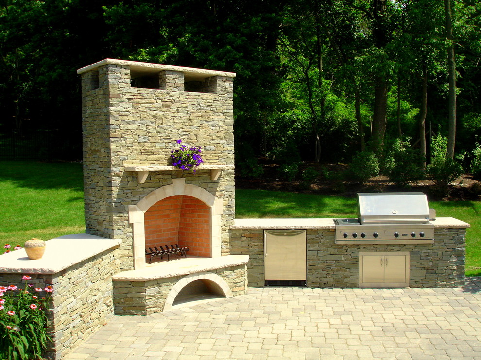 Fireplace and Built-in BBQ. Basking Ridge, NJ - Traditional - Patio ...