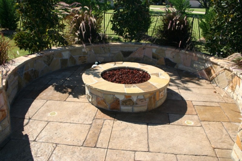 Fireplaces & Fire Pits - Brightly Colored Triangle Stonework Fire Pit ...