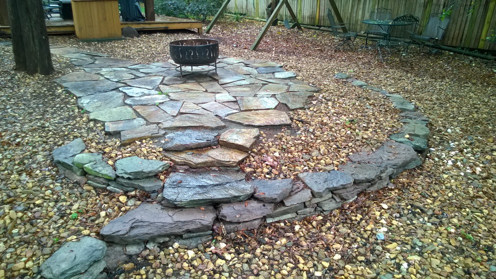 Flagstone Patio, Walkway, and Pond with Waterfall - Contemporary ...