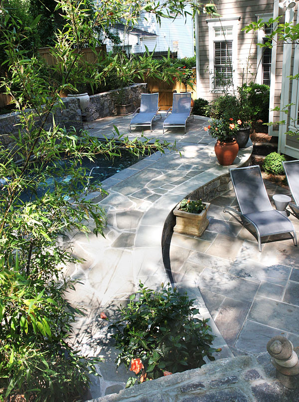 Flagstone Patio with Water Feature - Contemporary - Patio - DC Metro ...