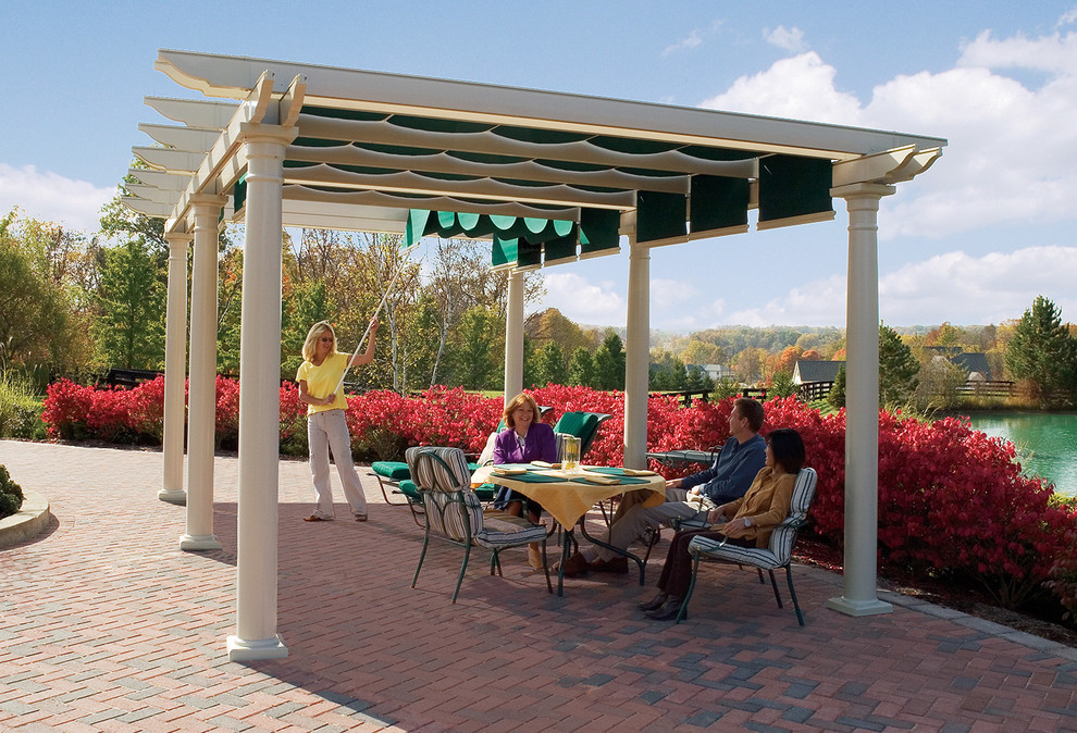 Free-standing Deluxe Vinyl Pergola with canopies - Transitional - Patio ...