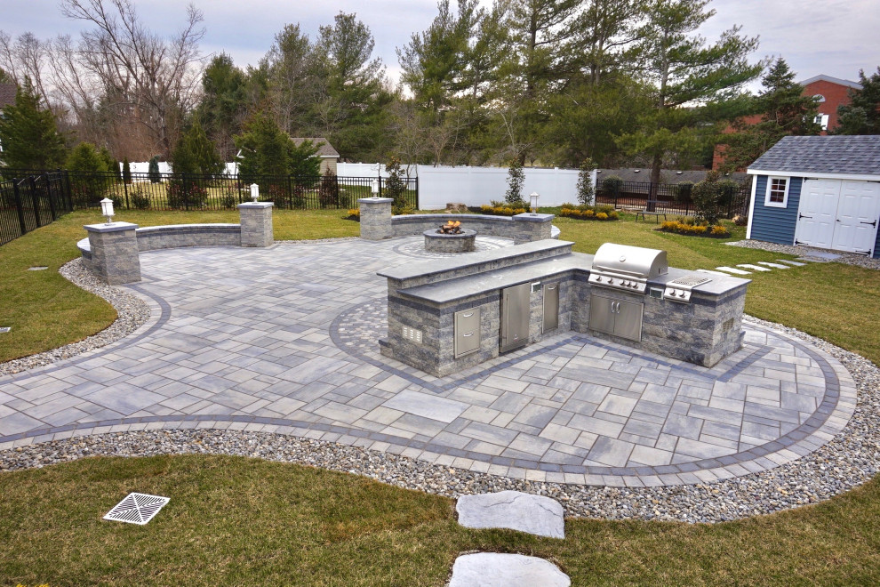 Freehold, NJ: Contemporary Patio, Fire Pit, Bar & Kitchen - Modern ...
