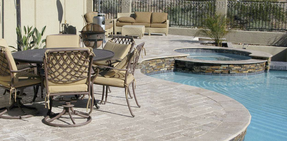Gorgeous Travertine Pool Deck - Traditional - Patio - Orange County ...