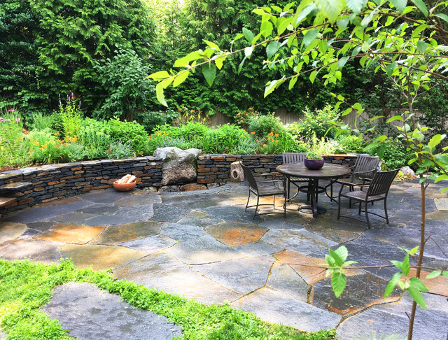 Dry Laying Flagstone Patio With Fire Pit Flagstone Patio & Firepit