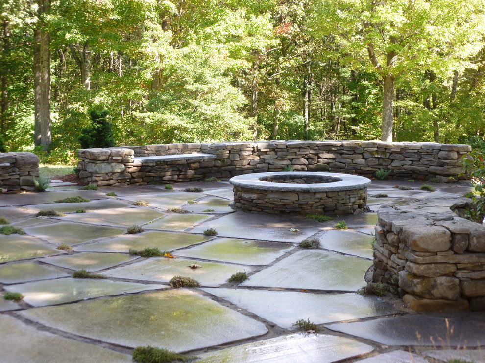 Granite Patio with Fieldstone Fire Place - Traditional - Patio - Boston ...