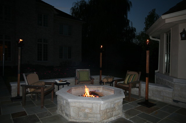Highland Park, IL cabana, pergola and fire pit - Traditional - Patio ...