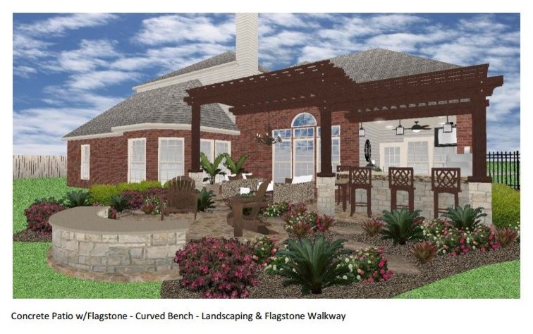 Houston Firepit, Two-Tier Pergola & Outdoor Kitchen With Pizza Oven ...