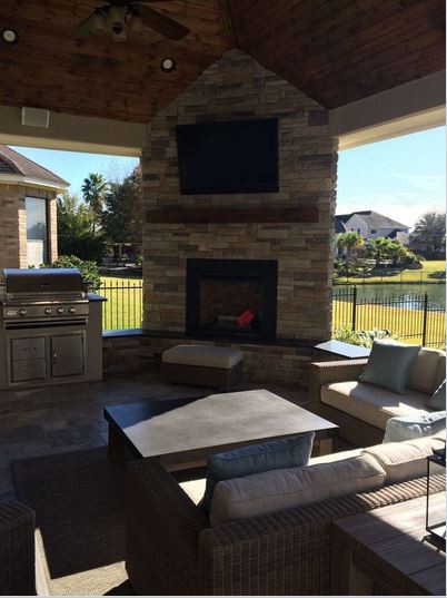 Houston Patio With Restoration Hardware Furniture Fireplace Outdoor Kitchen Contemporary Patio Houston by InnovationLand Houzz IE