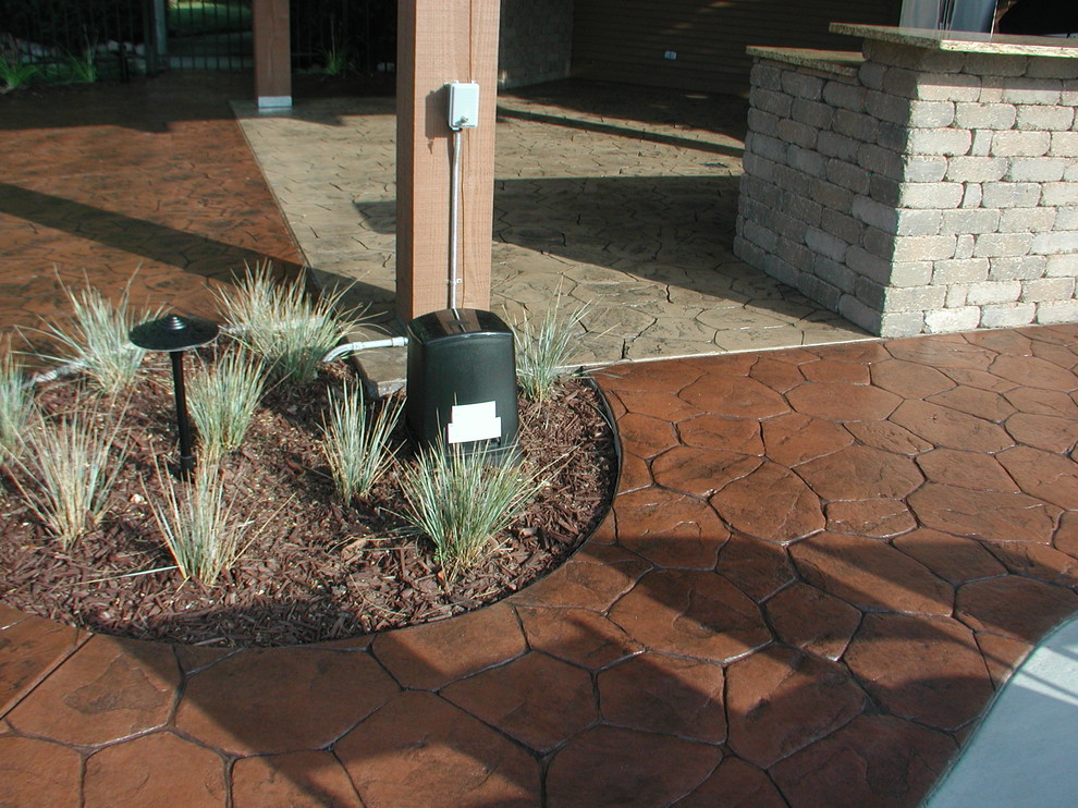 In ground pool with rockfall, complete poolscape. - Traditional - Patio ...