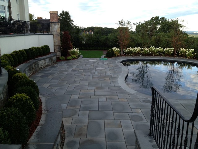 Installation of Bluestone Pool Deck and Landscaping - Traditional ...