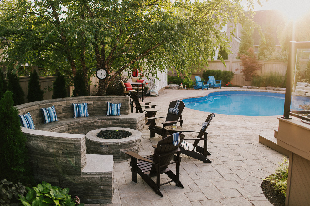 Interlock Patio and Natural Stone Bench - Traditional - Patio - Toronto ...