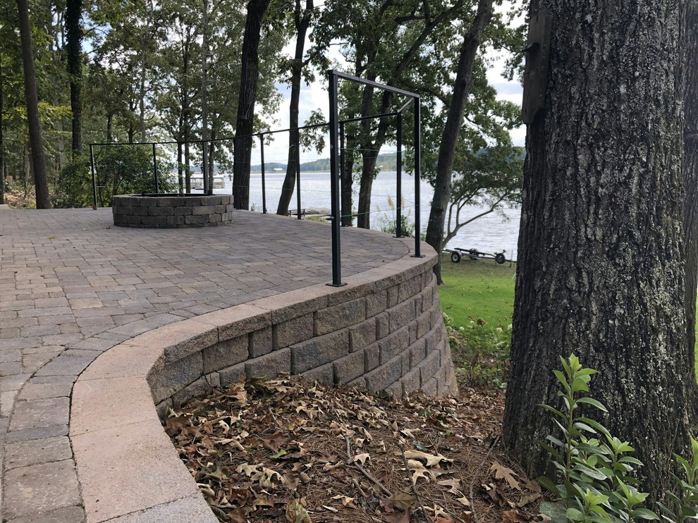 Lake Retaining Wall/Patio with Firepit - Traditional - Patio ...