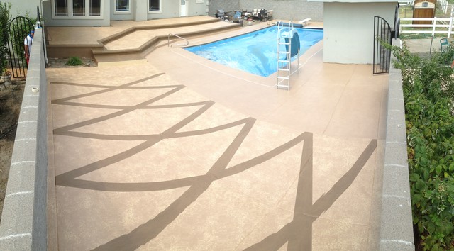Leggari custom concrete overlay on 5,500 sq ft - Traditional - Patio ...