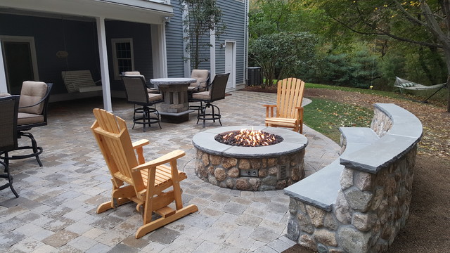 Lexington Custom Firepit and Paver Patio - Traditional - Patio - Boston ...
