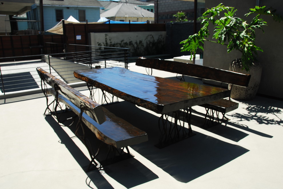 Live edge table and bench - Industrial - Patio - Other - by GERARDI DESIGN - CUSTOM METAL ...