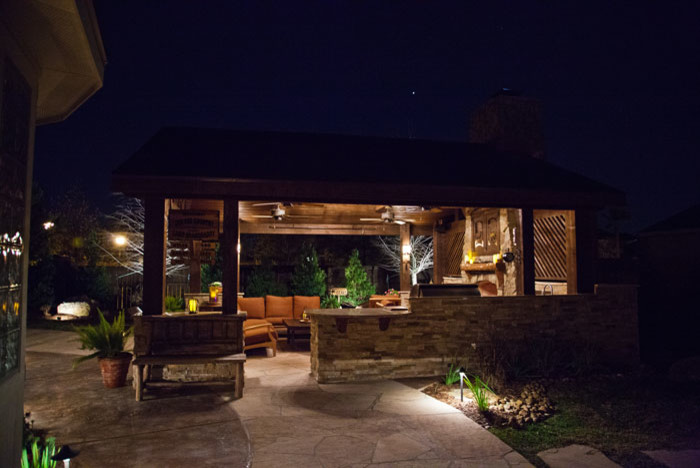 Lodge Style Outdoor Living Room - Traditional - Patio - Houston - by ...