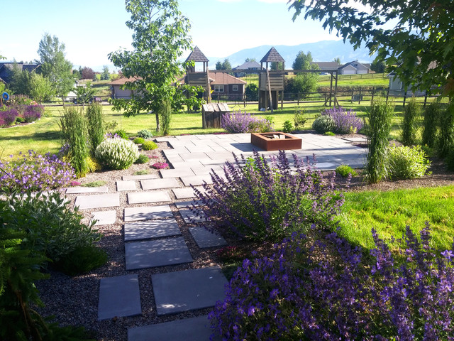 Modern Paver Patio and Native Gardens - Contemporary - Patio - Other ...