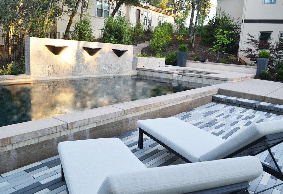 Modern Poolscape w/Water Features - Contemporary - Patio - Sacramento ...