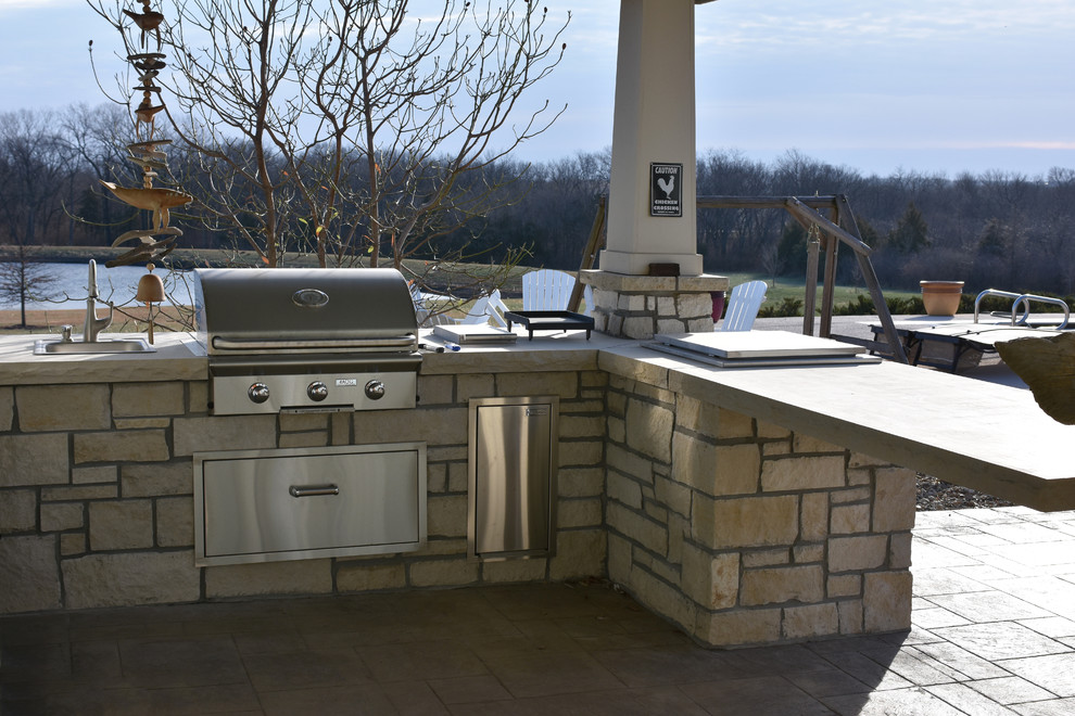 Mortared Limestone Outdoor Kitchen - Traditional - Patio - Other - by ...