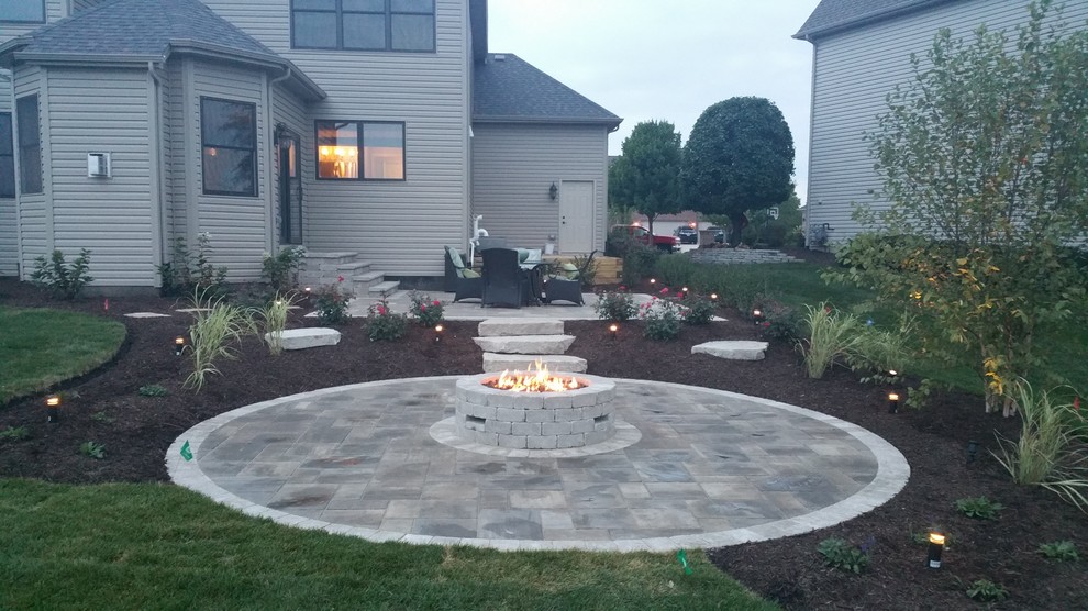 Multi Level Brick Patio w/Gas Fire Pit - Modern - Patio - Chicago - by ...
