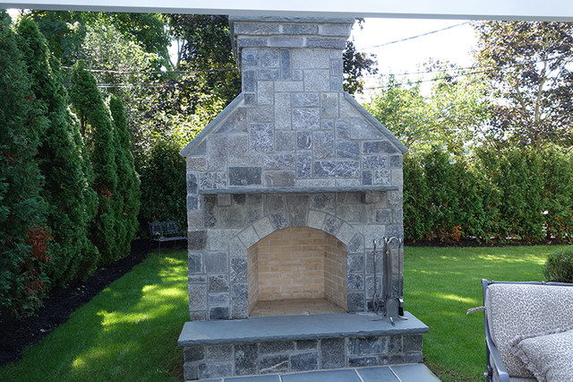 Nantucket Natural Stone Veneer Outdoor Fireplace - Traditional - Patio ...