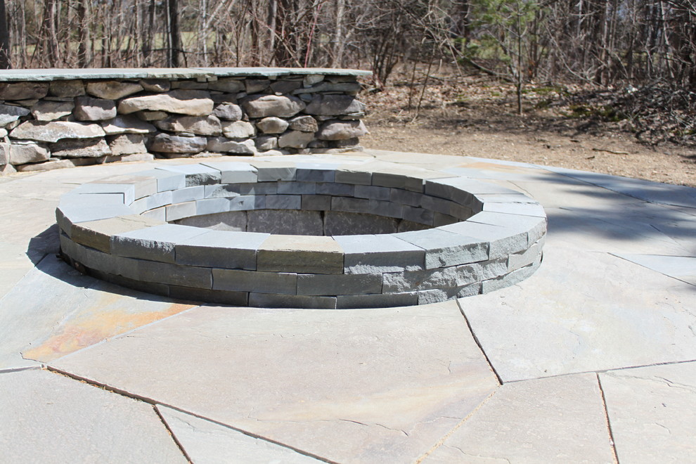 Natural Cut Stone Patio & Fire Pit in Dexter, MI - Rustic - Patio ...