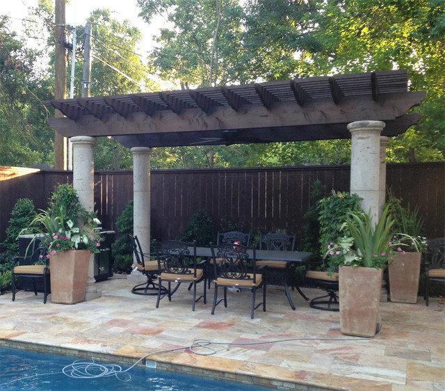Natural Stone Cantera Columns - Mediterranean - Patio - Houston - by R ...