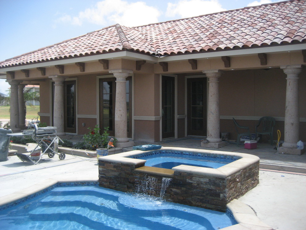 Natural Stone Cantera Columns - Mediterranean - Patio - Houston - by R ...