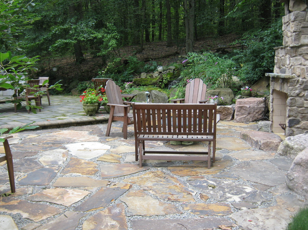 Natural Stone Patio & Outdoor Living Space - Traditional - Patio ...