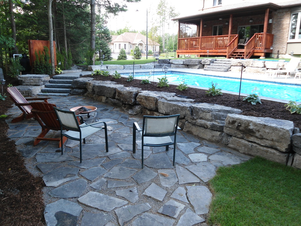 Natural Stone Pool Deck and Patio - Traditional - Patio - Toronto - by ...